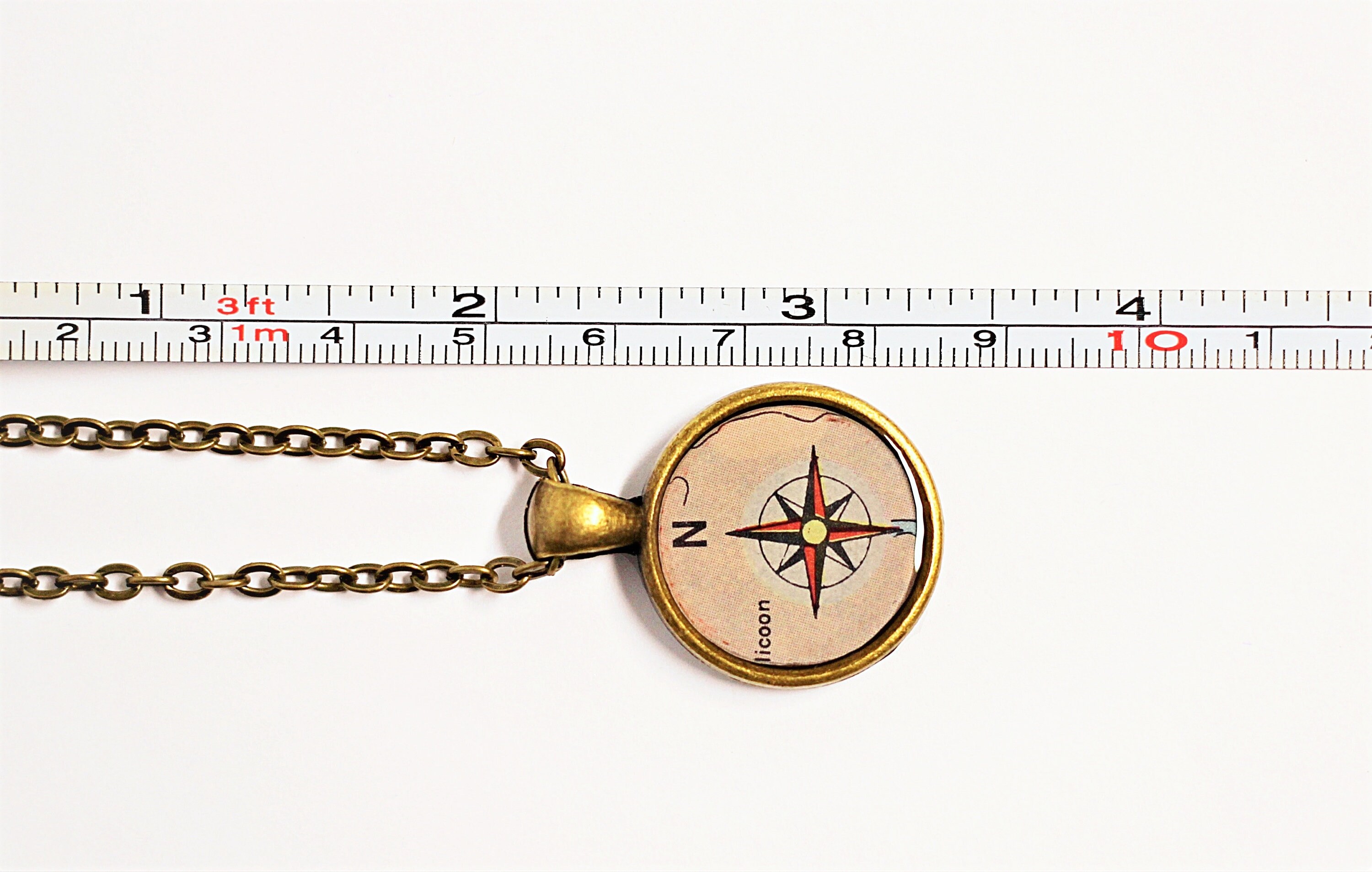 Compass Rose Map Necklace Pendant Resin Jewelry Bronze Bezel | Etsy