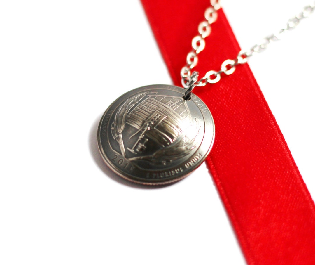 Quarter Coin Necklace, U.S. Quarter Dollar Pendant, Homestead, Nebraska ...