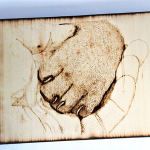 Dog Paw in Hand Wood Burned Original Pyrograpy Art Animal Puppy ...