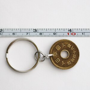 Good Luck Coin Key Ring, Japanese 5 Yen Coin Keyring, Coin Keychain by ...