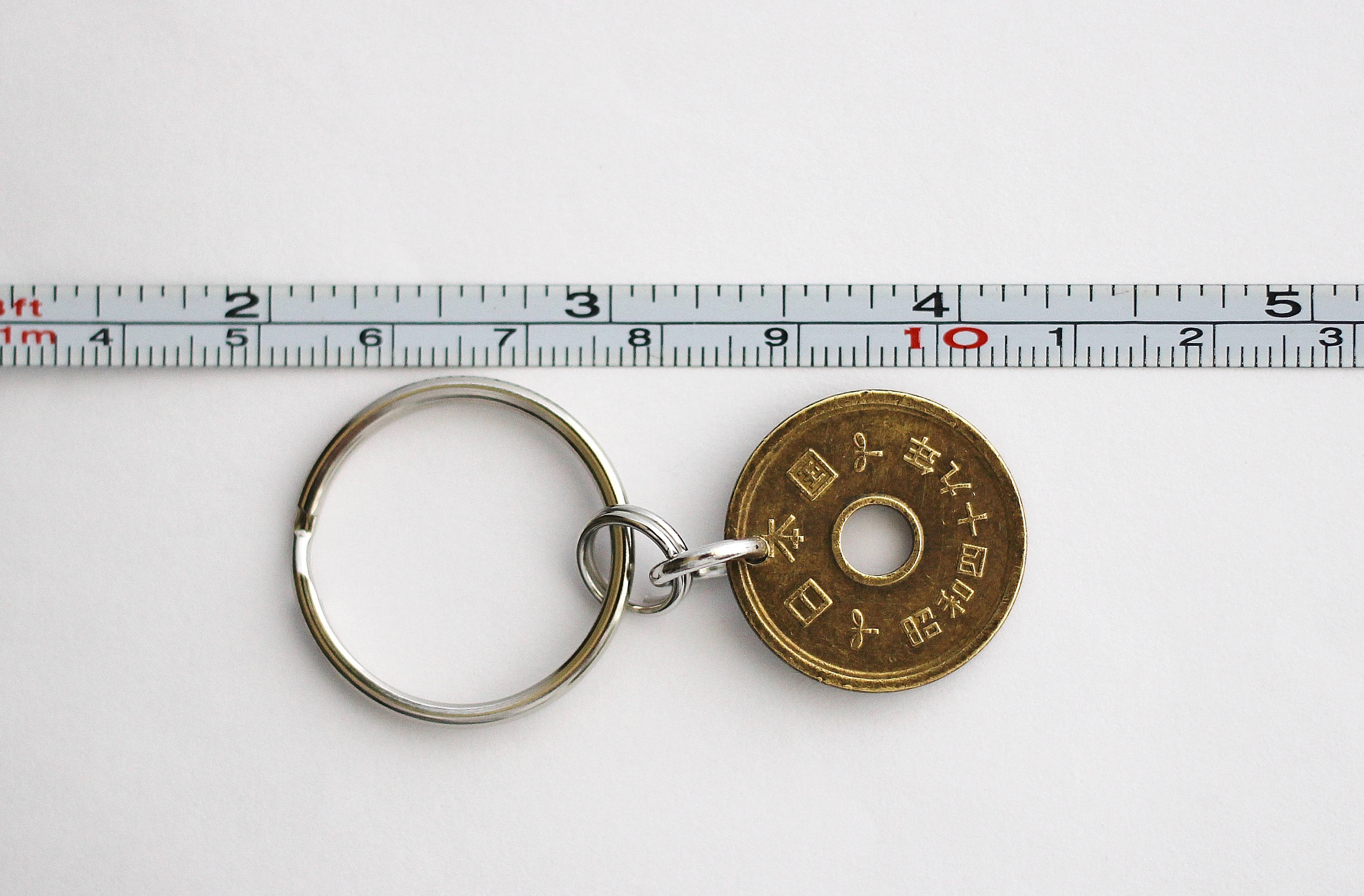 Good Luck Coin Key Ring, Japanese 5 Yen Coin Keyring, Coin Keychain by ...