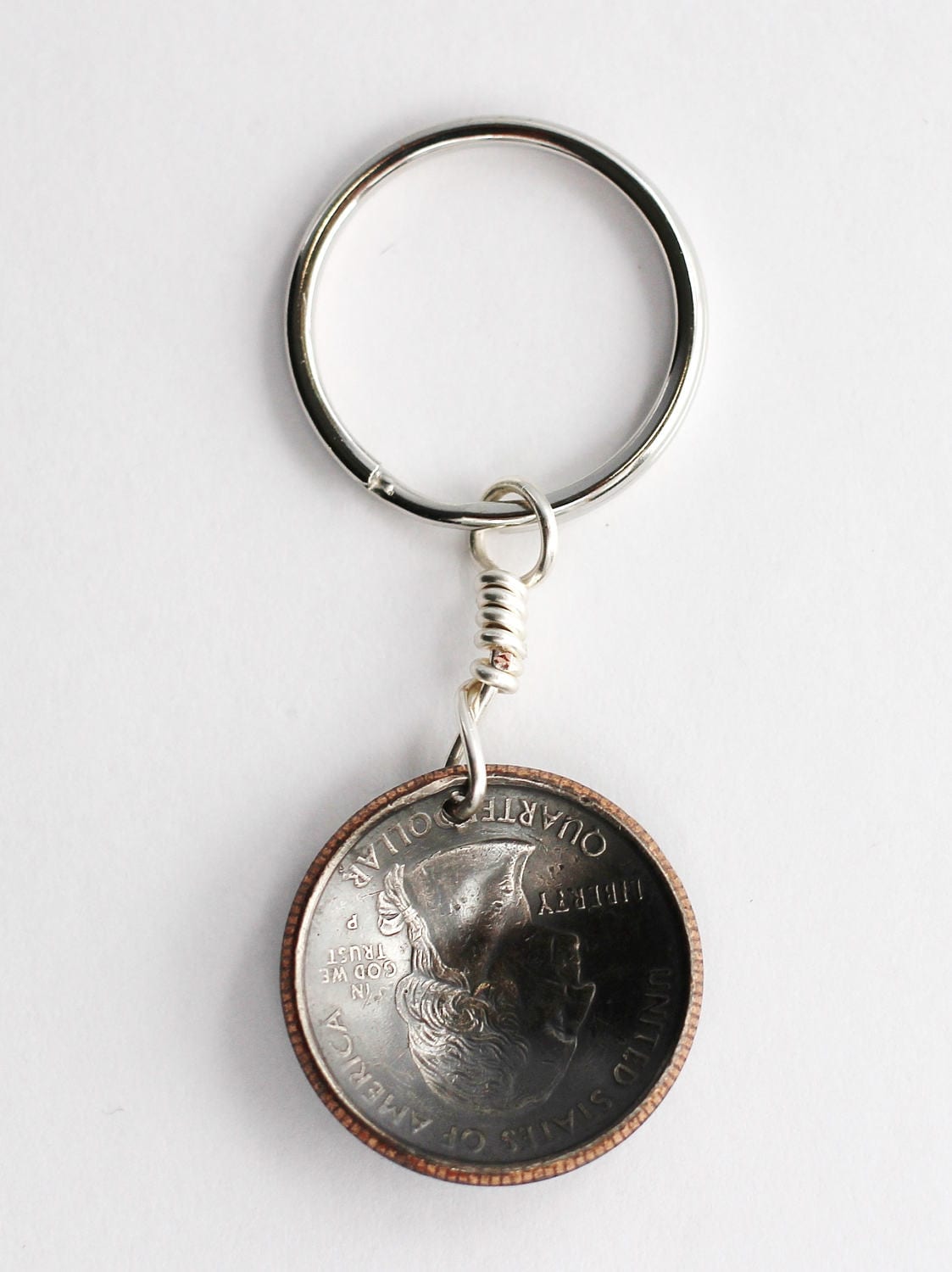 Connecticut Quarter Coin Key Ring Charter Oak Tree Keychain US - Etsy.de