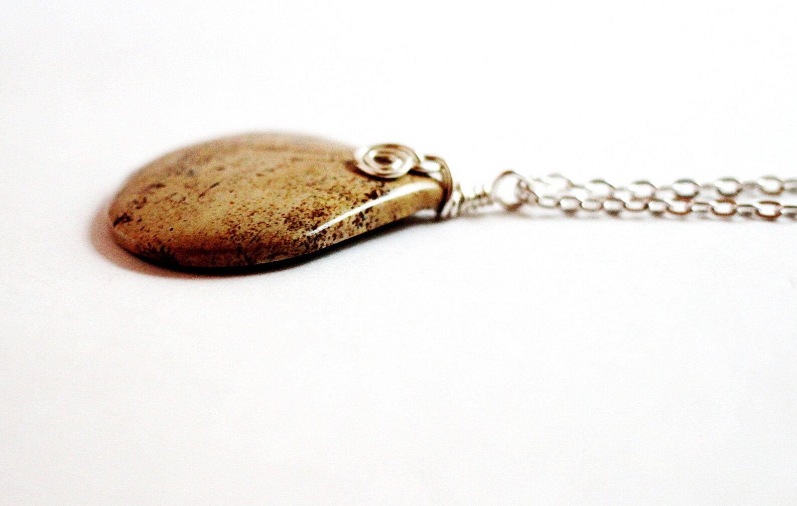 Polished Natural Stone Necklace Pendant, Wire Wrapped Necklace Pendant ...