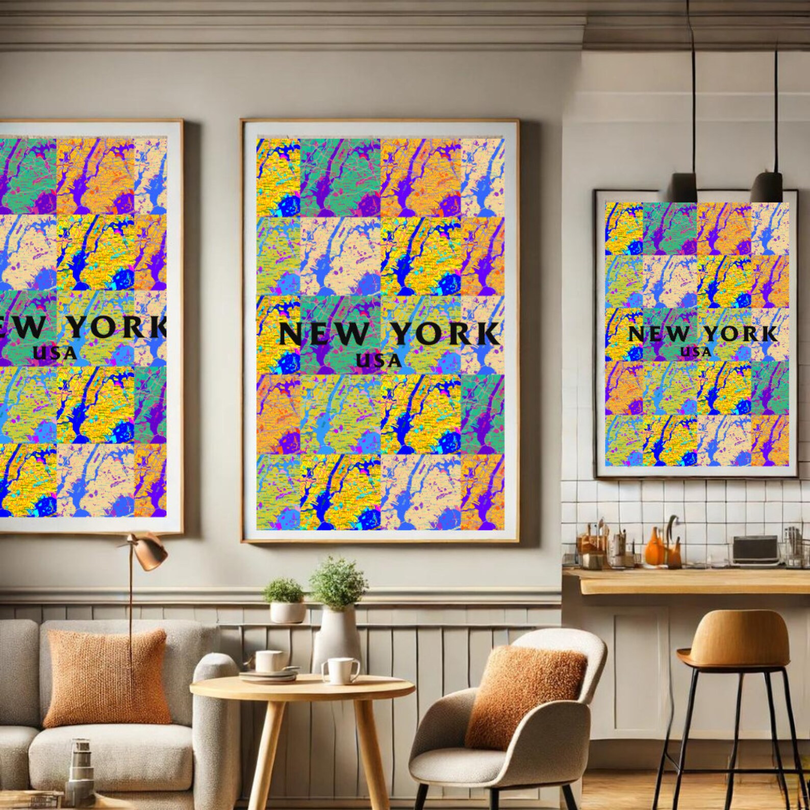 Custom Andy Warhol Inspired Map Pop Art Wall Decor, Personalized Poster ...