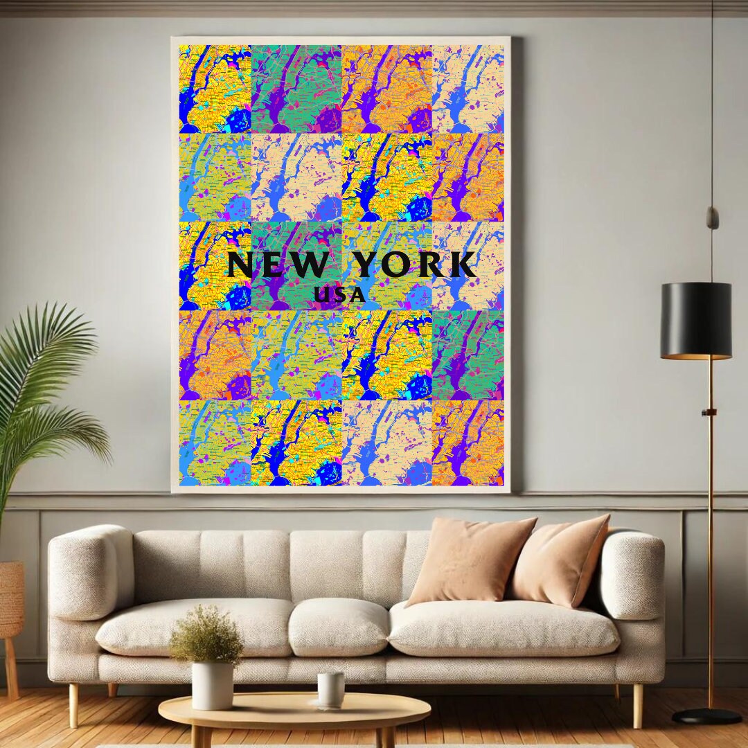 Custom Andy Warhol Inspired Map Pop Art Wall Decor, Personalized Poster ...