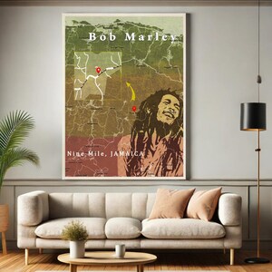 Bob Marley Birthplace Custom Map Poster | Unique Reggae Art Print ...