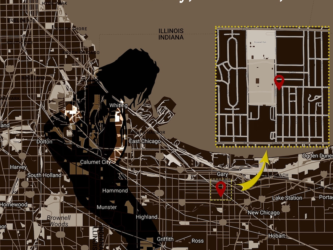 Michael Jackson Birthplace Custom Map Poster | Unique Art Print ...