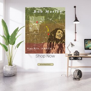 Bob Marley Birthplace Custom Map Poster | Unique Reggae Art Print ...