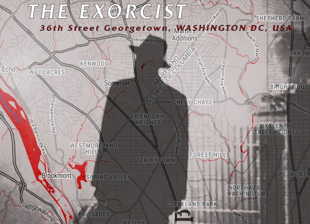 Exorcist Horror Movie Map - Custom Filming Locations & Terrifying ...