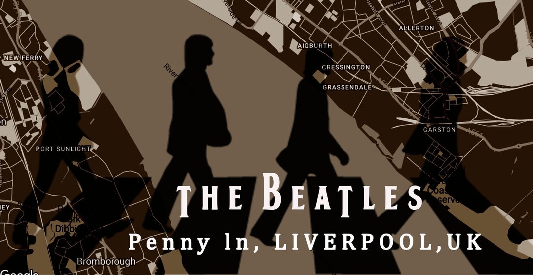 Custom Beatles Map Print - Personalized Penny Lane Silhouette Art ...