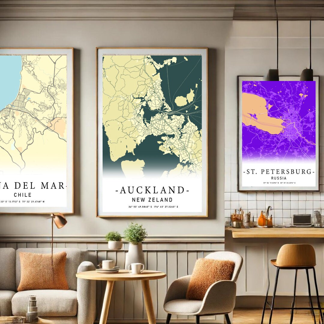 Custom Framed Map Poster - Choose Your City & Style Wall Art Decor Gift - Personalized City Map ...