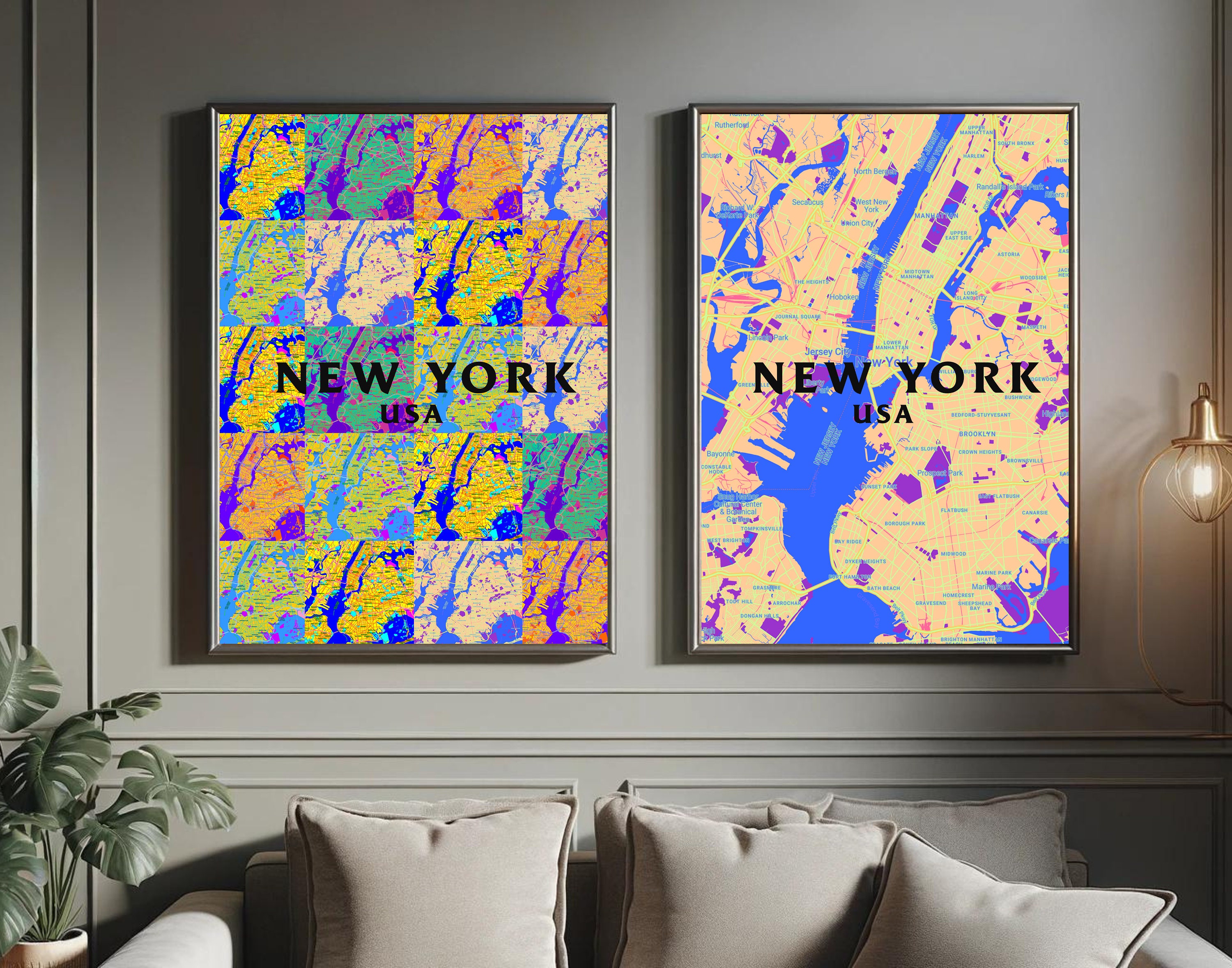 Custom Andy Warhol Inspired Map Pop Art Wall Decor, Personalized Poster ...