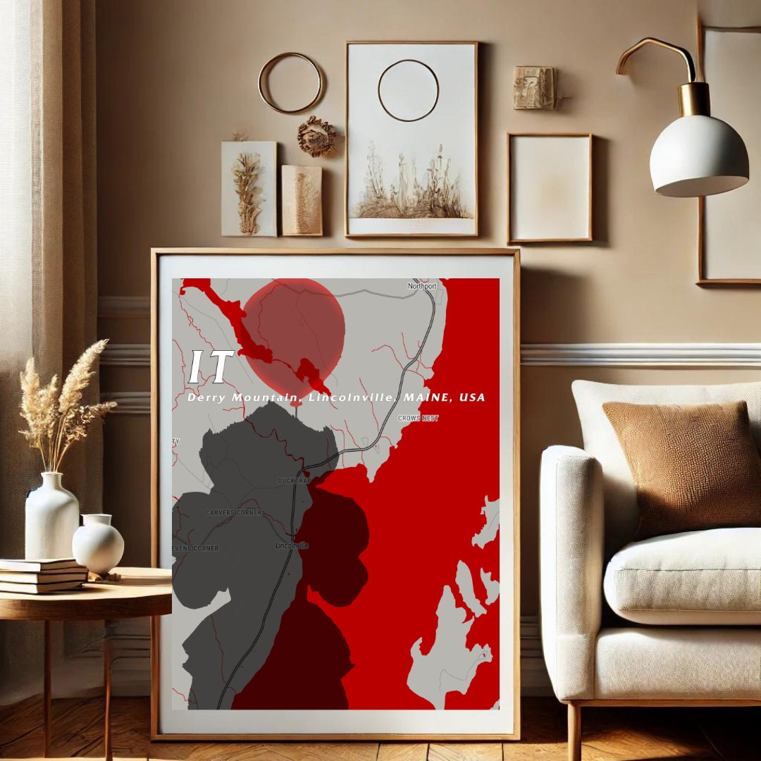 Stephen King's It Digital Horror Movie Map Spooky Halloween Wall Art ...