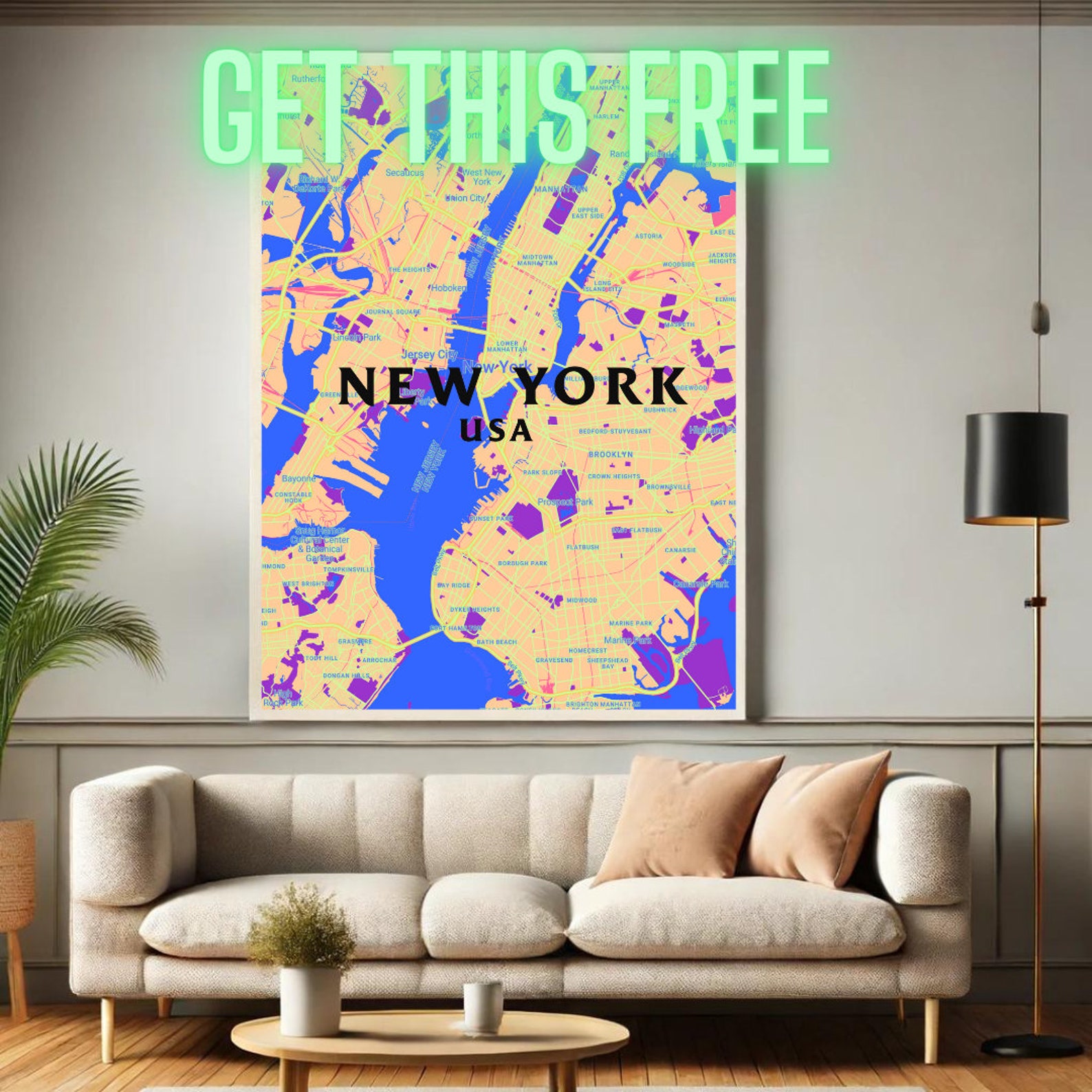 Custom Andy Warhol Inspired Map Pop Art Wall Decor, Personalized Poster ...