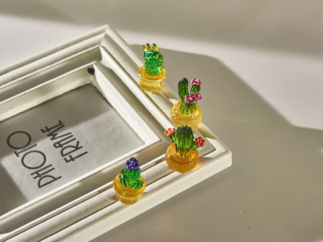 4 Piece Succulent Set,mini Cactus Set,resin Succulents, Cactus Lovers ...