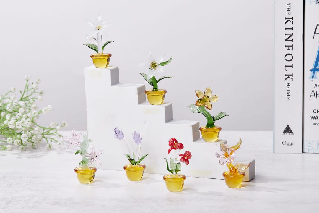 Handmade Glass Flower Pot: Miniature Stained Glass Plant - Etsy