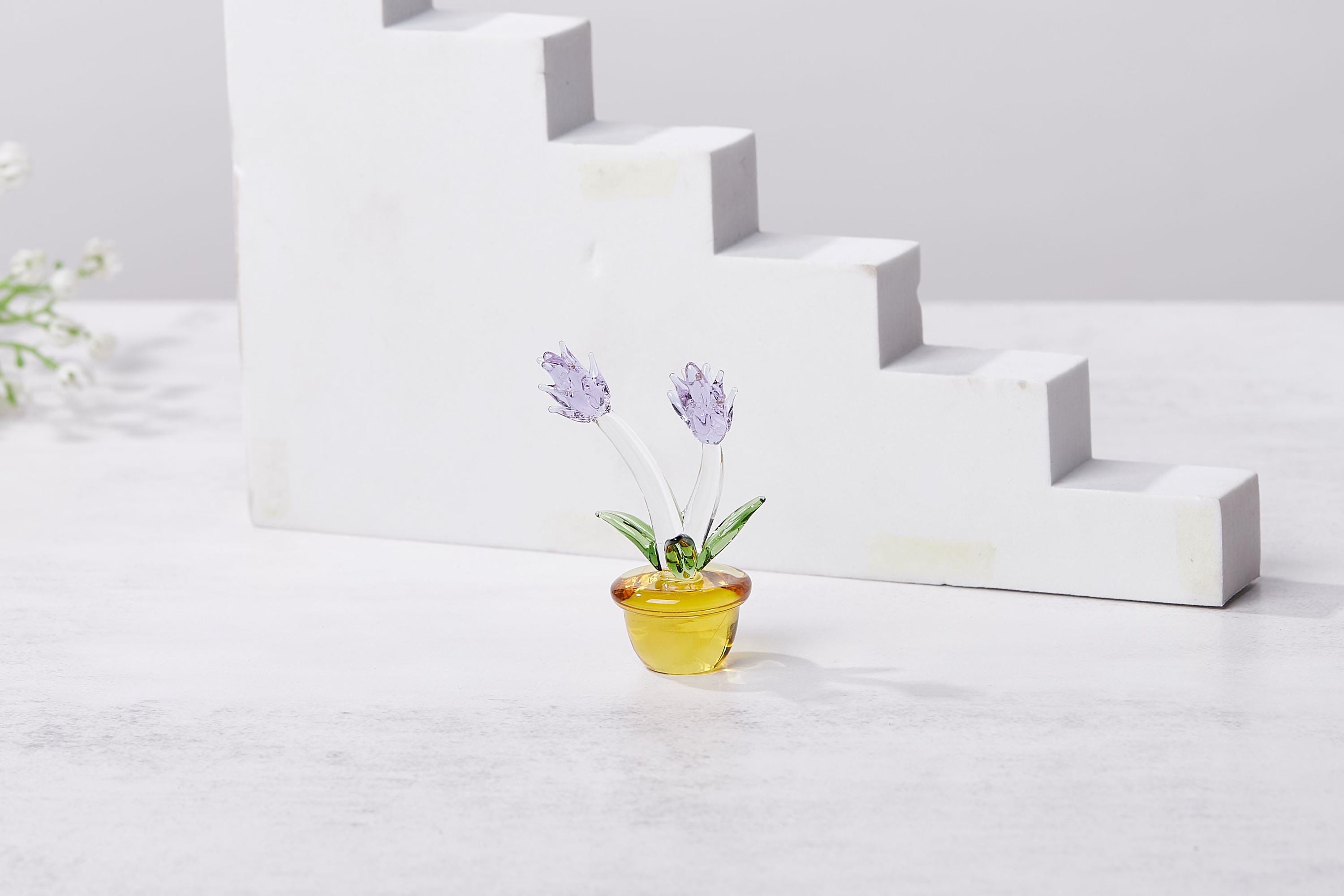 Handmade Glass Flower Pot: Miniature Stained Glass Plant - Etsy