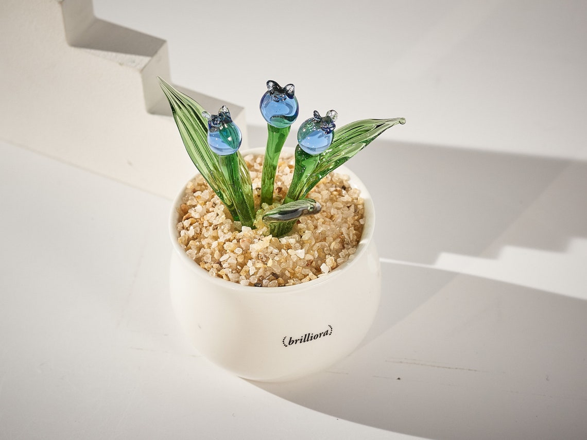 Handmade Stained Glass Flower Pot: Mini Glass Plant Art, Car Ornament ...