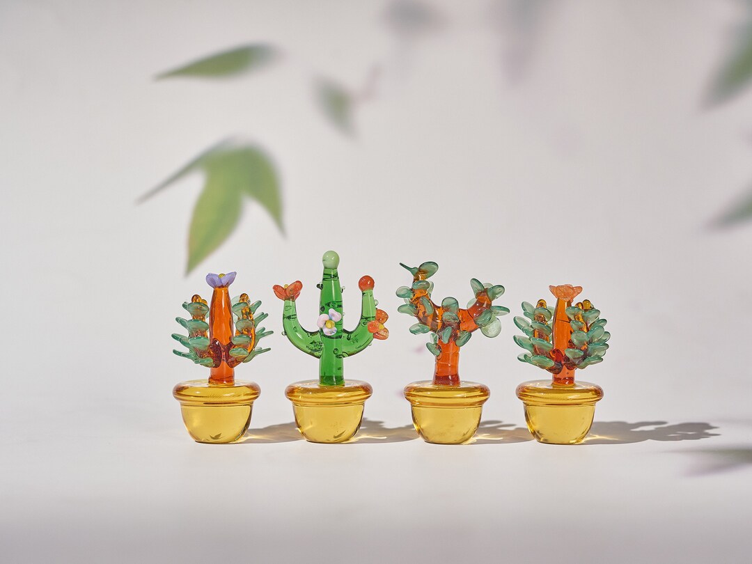 Fused Glass Cactus Set: Stained Glass Succulents, Home Decor - Etsy