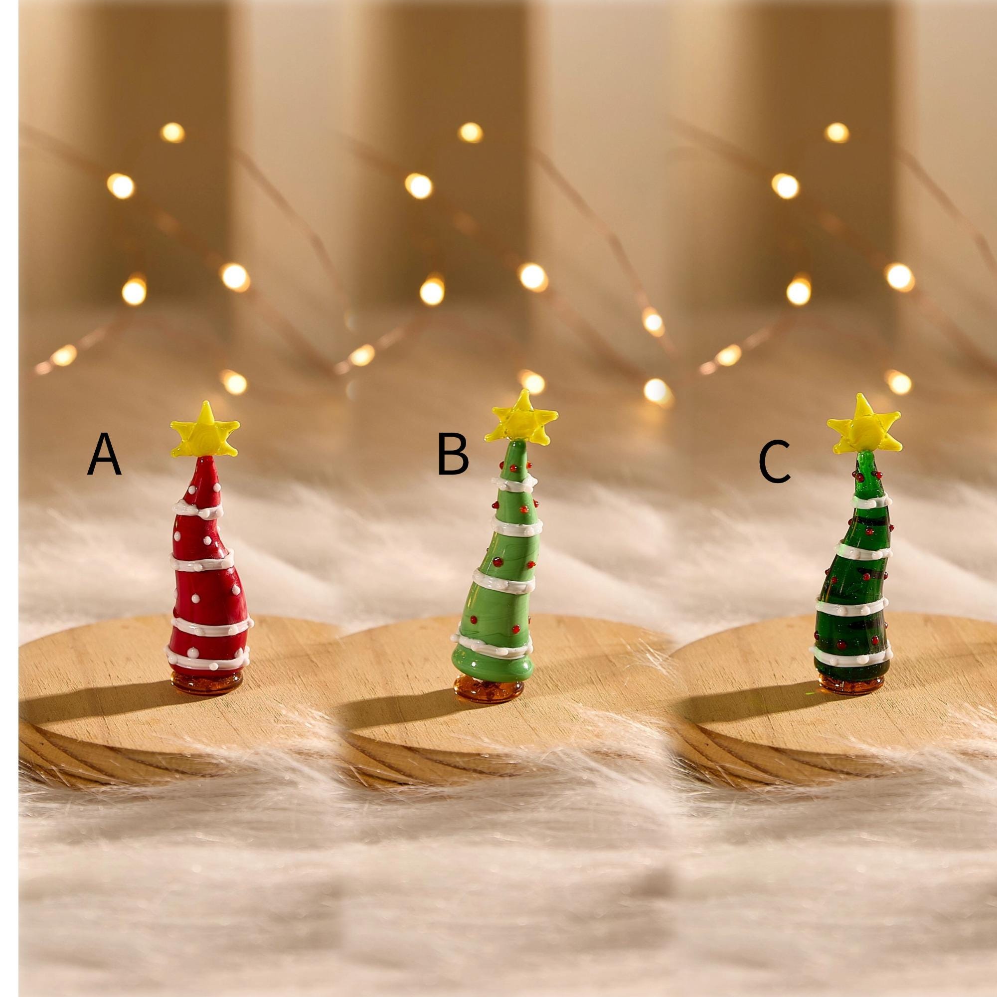 Handmade Stained Glass Christmas Tree Figurine: Collectible Holiday ...