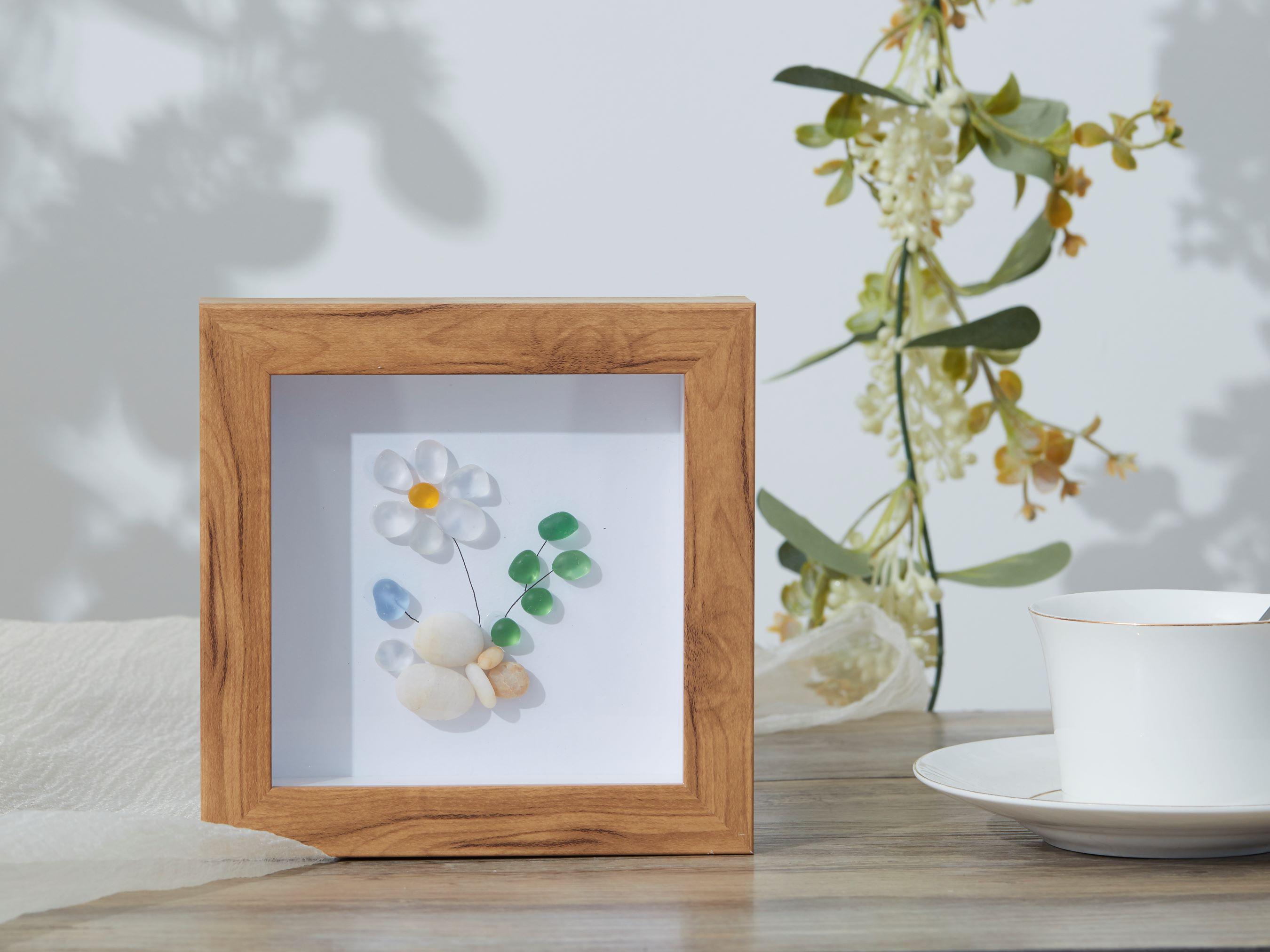 Sea Glass Flower Art Frame: Handmade Beach Decor, Friendship Gift - Etsy
