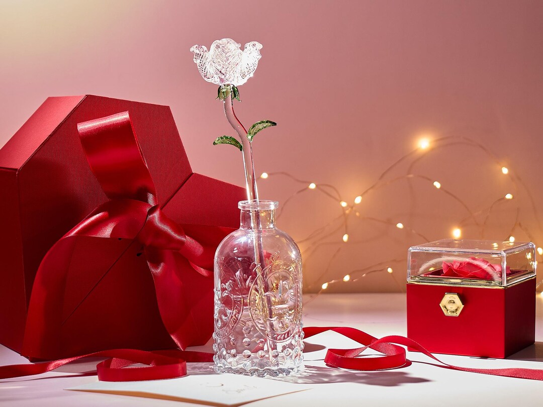 Pink Glass Rose Flower,unique Gift.beautiful Flowers, Glass Flowers ...