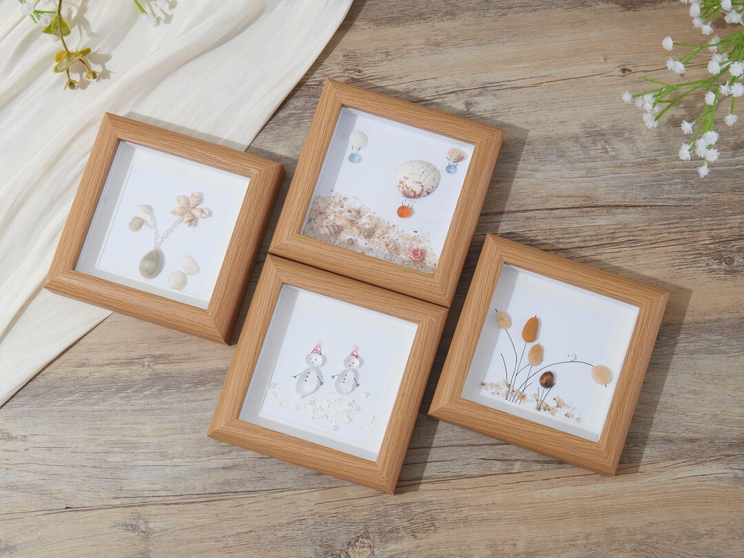 Sea Glass Flower Art Frame: Handmade Beach Decor, Friendship Gift (4 ...