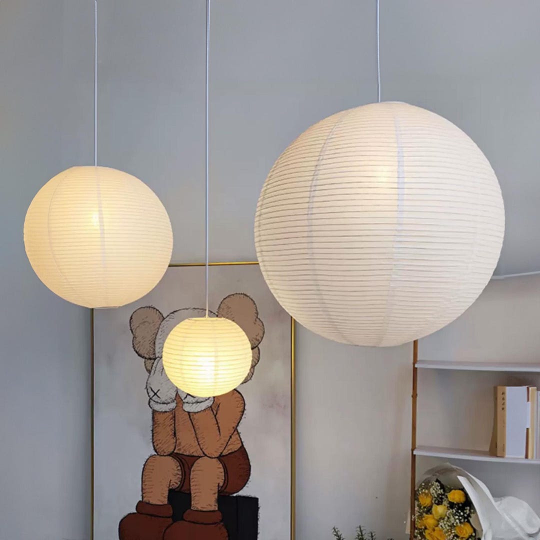 Rice Paper Pendant Light, Paper Hanging Lamp, Large Wabi Sabi Pendant ...
