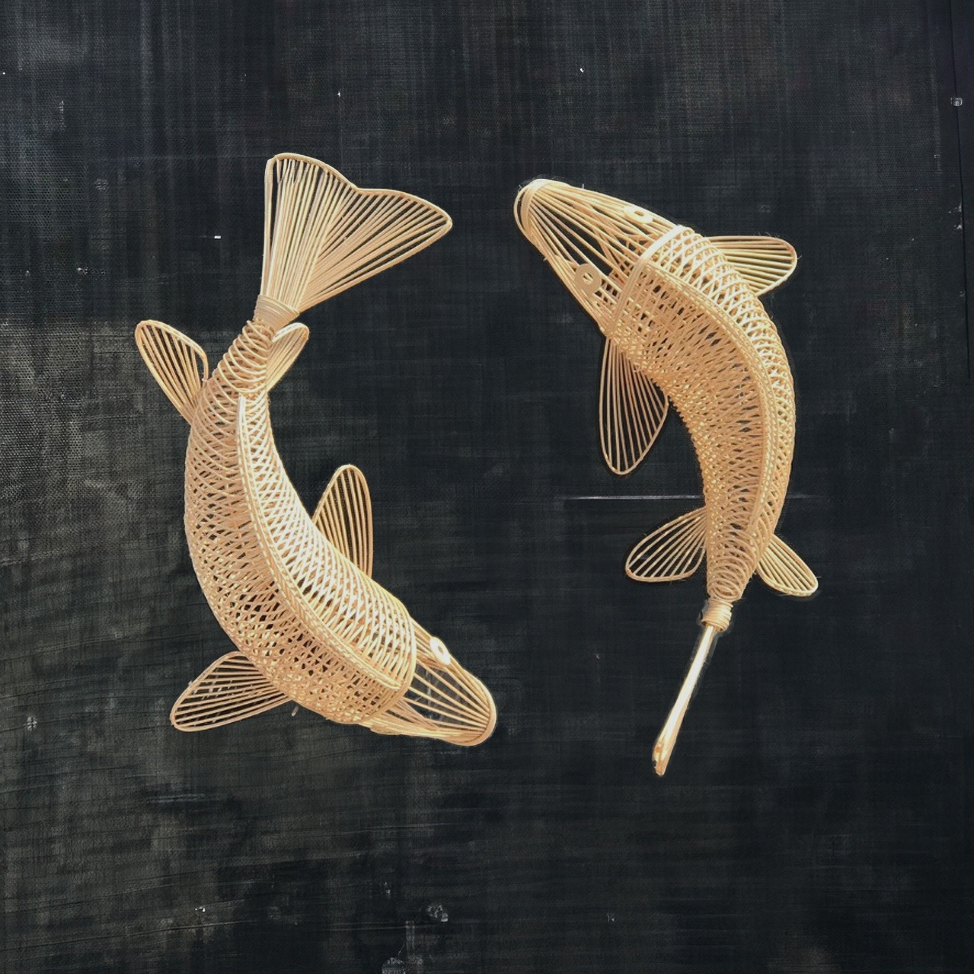 Fish Rattan Pendant Light Shade for Kitchen Island Rattan Chandelier ...