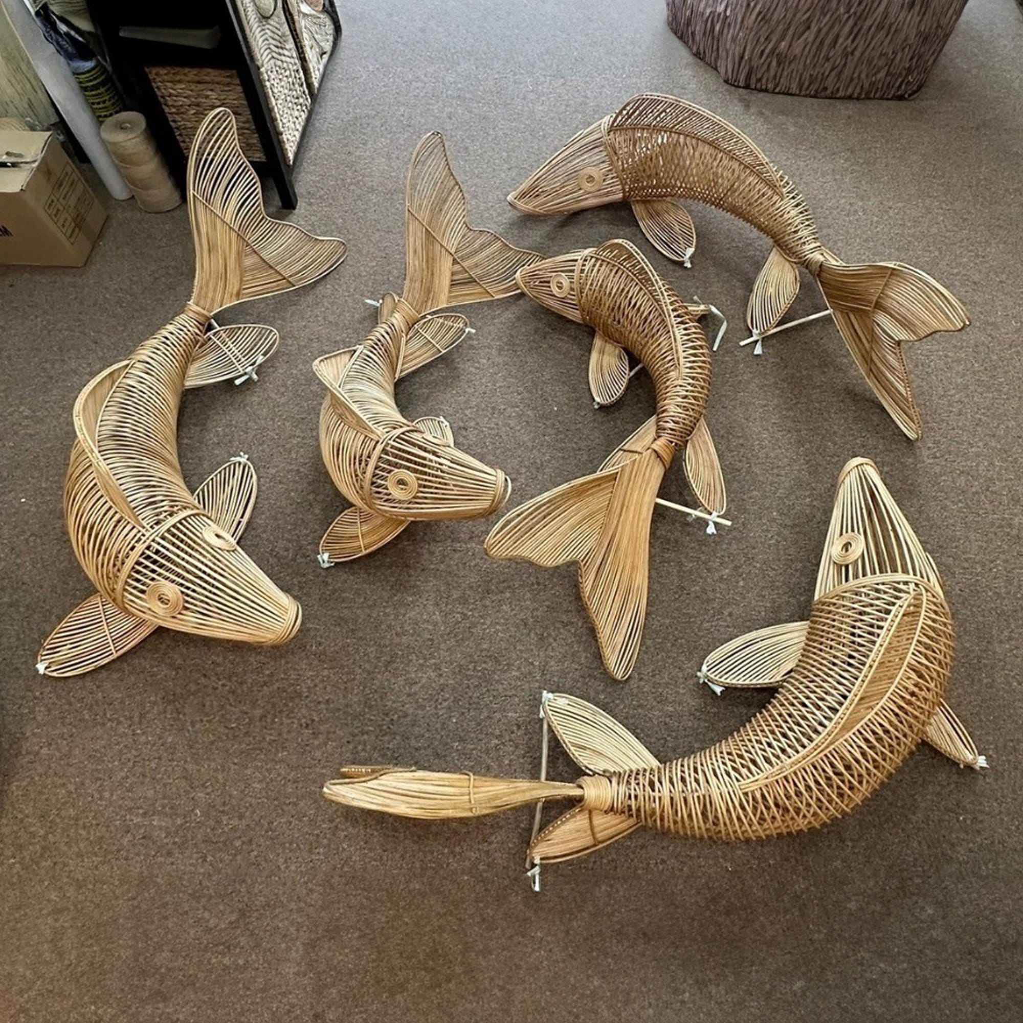 Fish Rattan Pendant Light Shade for Kitchen Island Rattan Chandelier ...