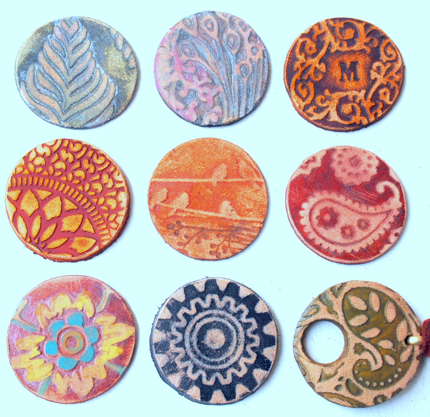 4 PC of 1 5/8" Leather Rounds - Textured and Dyed Your Choice - Etsy Canada