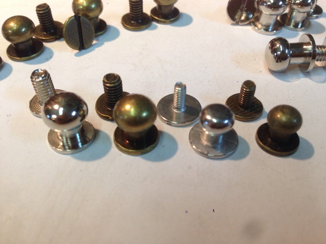 Qty 10 Button Stud and Post Silver or Antique Brass Finish - Etsy