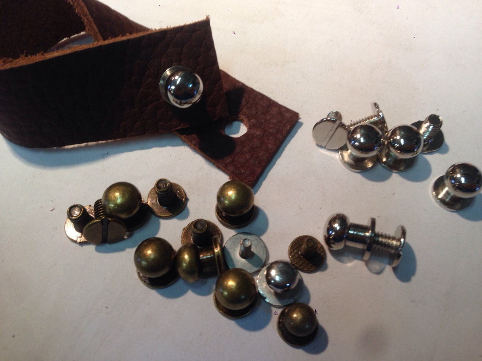Qty 10 ~ Button Stud and Post Silver or Antique Brass Finish 6mm or 8mm ...