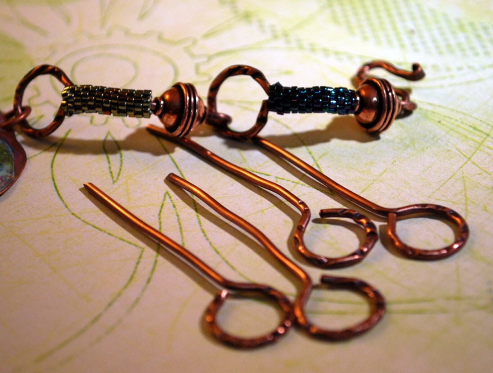Qty 4 Copper Textured Oversized Eye Pins FREE SHIPPING - Etsy