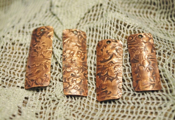 Ancient Scroll Rectangle Copper Charms Qty 4 FREE US - Etsy