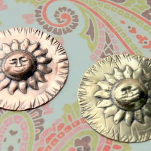 Qty 1 Comes the Sun 1.5" Sun Medallion in Copper or Brass Free US ...