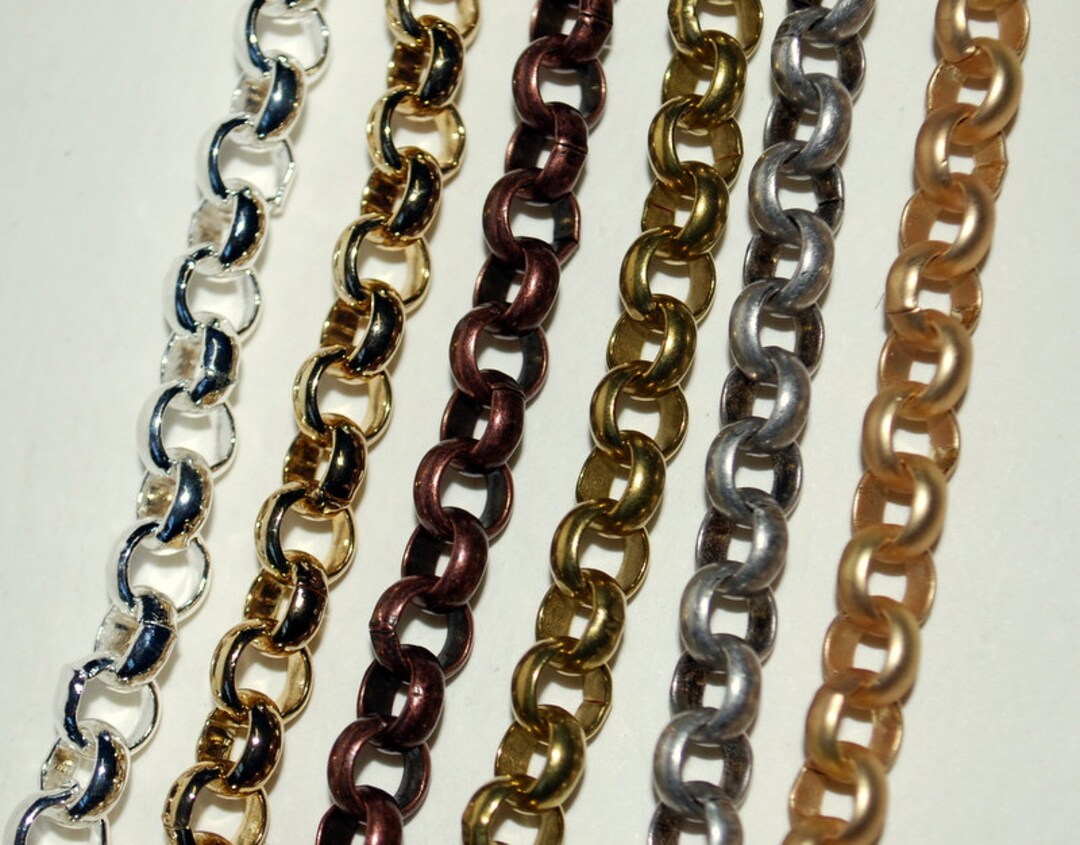 Rolo Chain 7mm 3 Feet Chunky Antique Copper, Silver, Black, Gun Metal ...