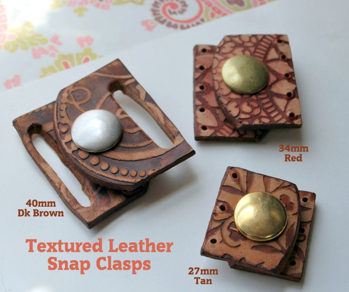 Textured Leather Snap Clasp 27mm Wide for Beaded Designs Qty - Etsy