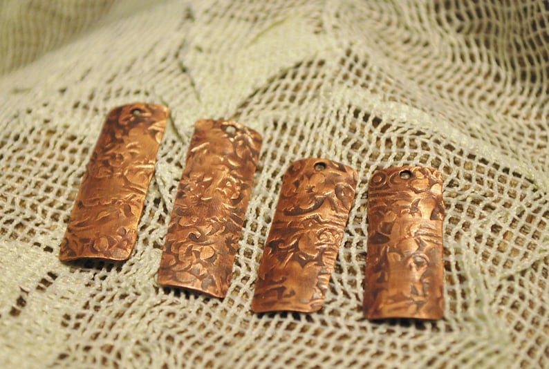 Ancient Scroll Rectangle Copper Charms Qty 4 FREE US - Etsy