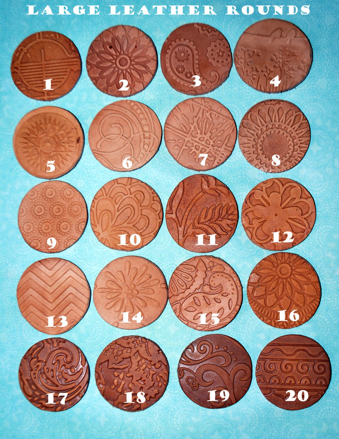 4 PC of 1 5/8" Leather Rounds - Textured and Dyed Your Choice - Etsy