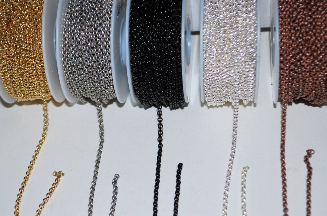 New!! Rolo Chain 3mm Petite Antique Silver, Copper or Shiny Silver ...
