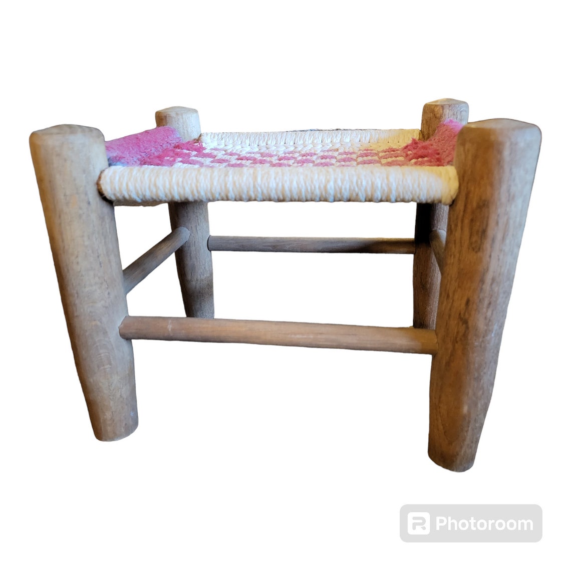 Vintage Wood Foot Stool With Jute Weaving - Etsy