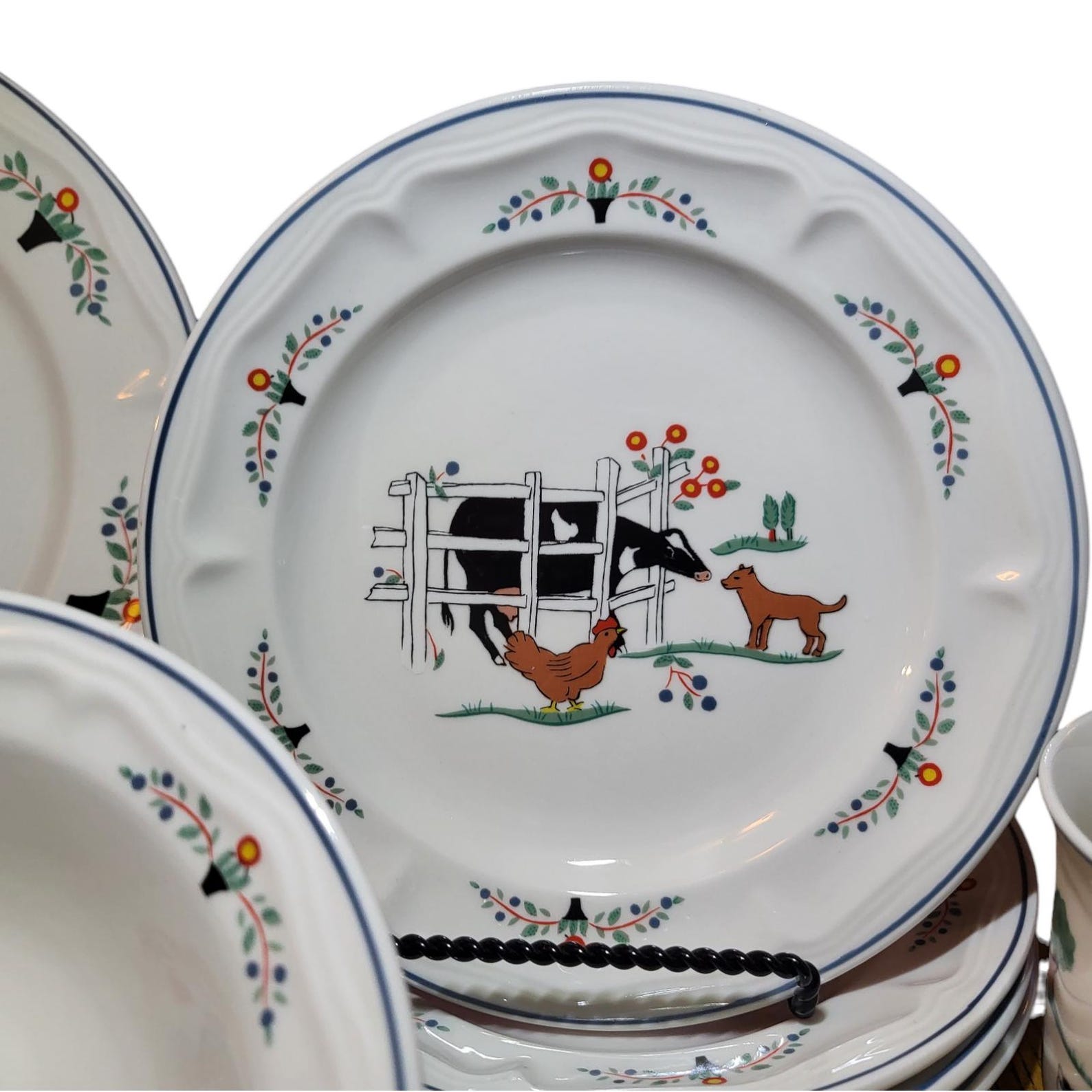 Vintage Oneida Stoneware Farm Friends Dishes Service for 4 16 Pc Total ...