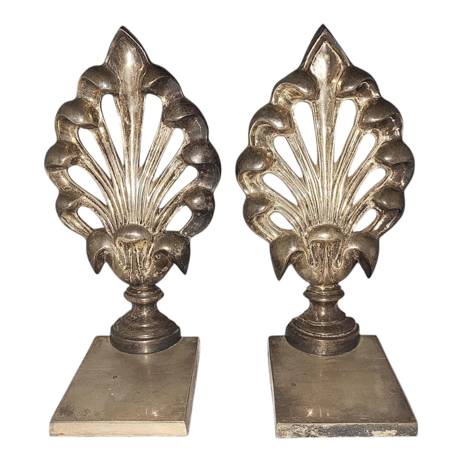 Vintage Pair of Silver Plated Ornate Bookends, Art Deco, Hollywood ...