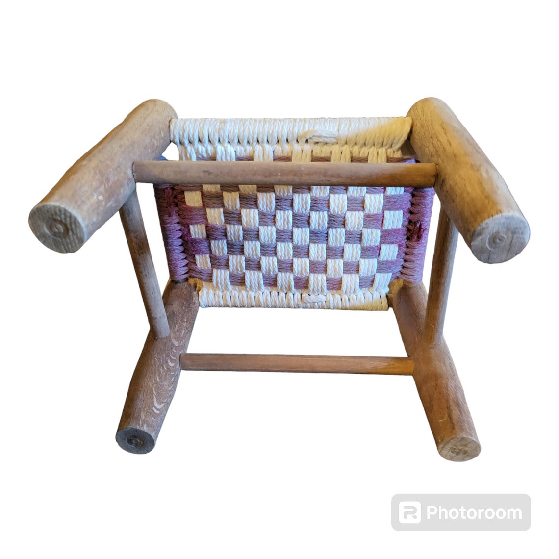 Vintage Wood Foot Stool With Jute Weaving - Etsy
