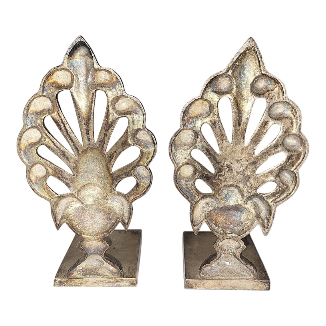 Vintage Pair of Silver Plated Ornate Bookends, Art Deco, Hollywood ...