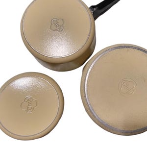 Vintage Club Pans, 3 Pot Set With Lids, Almond W/ Brown Accents - Etsy
