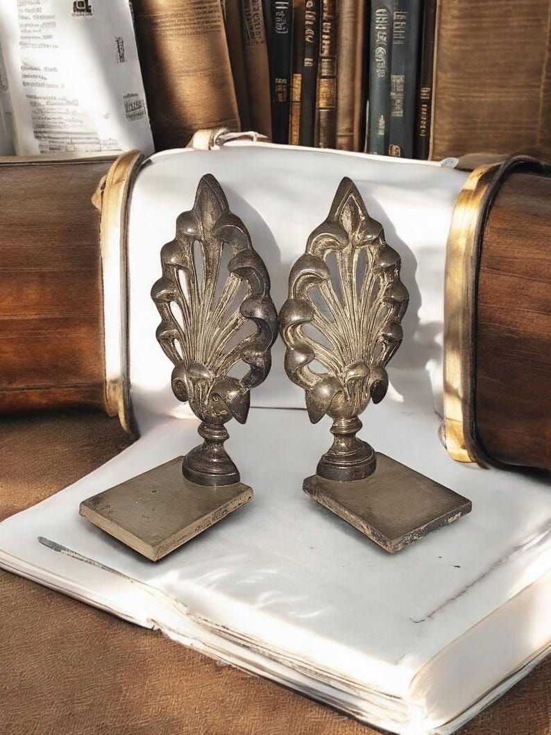 Vintage Pair of Silver Plated Ornate Bookends, Art Deco, Hollywood ...