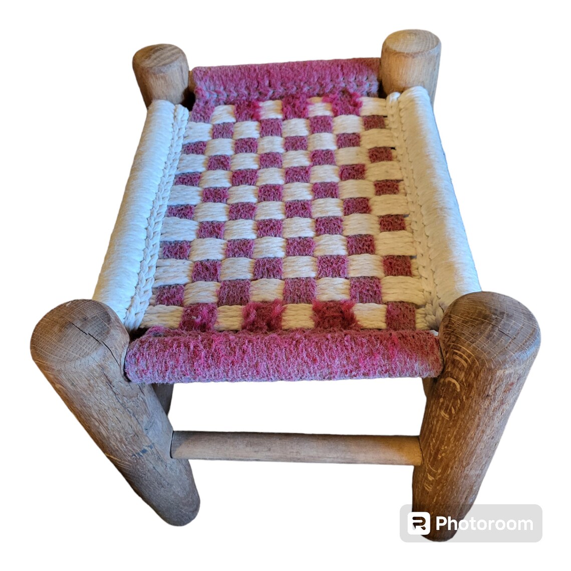 Vintage Wood Foot Stool With Jute Weaving - Etsy