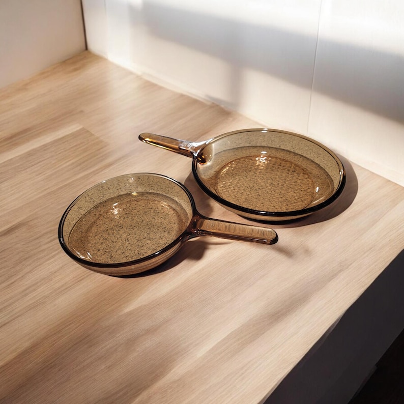 Set of Vision Corning France Amber Waffle Bottom Skillets 10 and 7 No ...